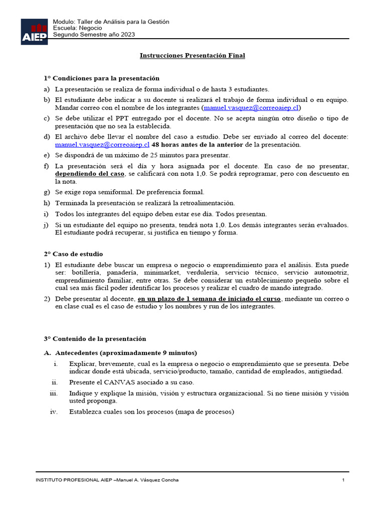 Instructivo Presentación Final | PDF | Business