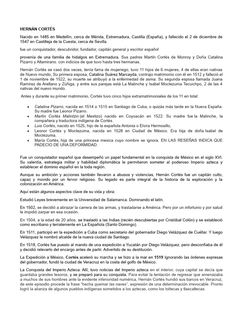 Hernán Cortés | PDF | Hernán Cortés | Imperio español