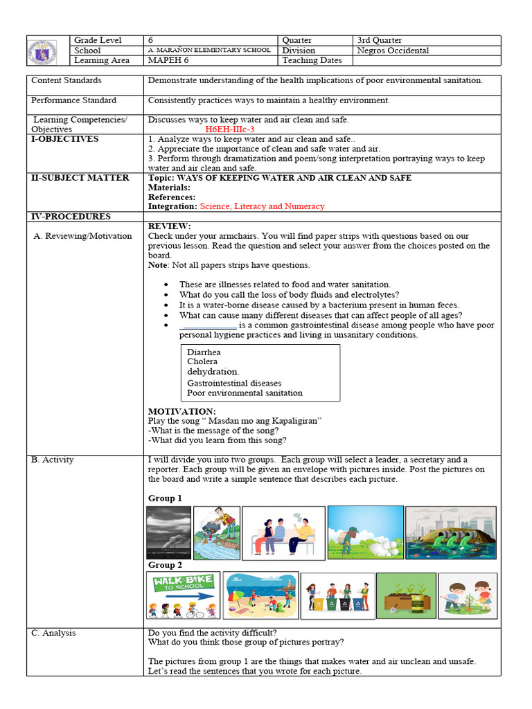 COT-HEALTH 6 Q3 LESSON PLAN | PDF