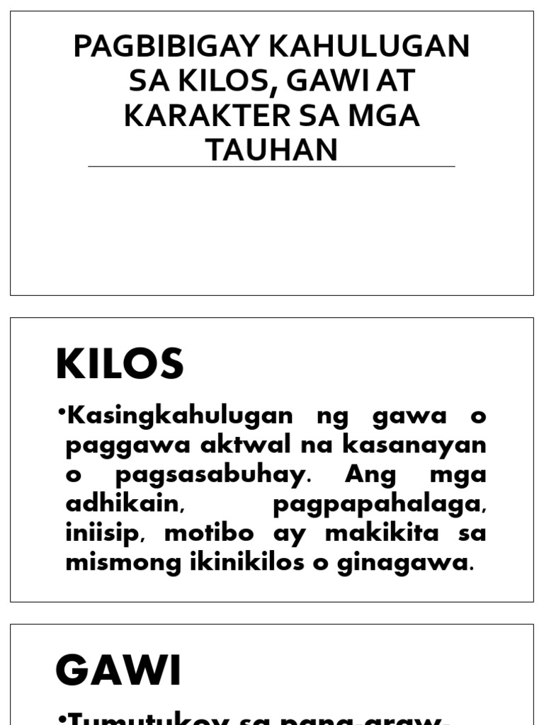 Pagbibigay Kahulugan Sa Kilos Gawi at Karakter | PDF Pagbibigay Kahulugan Sa Kilos Gawi at Karakter | PDF