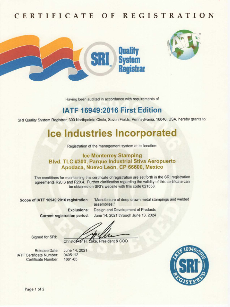 Ice Mexico Iatf 16949 2021 | PDF