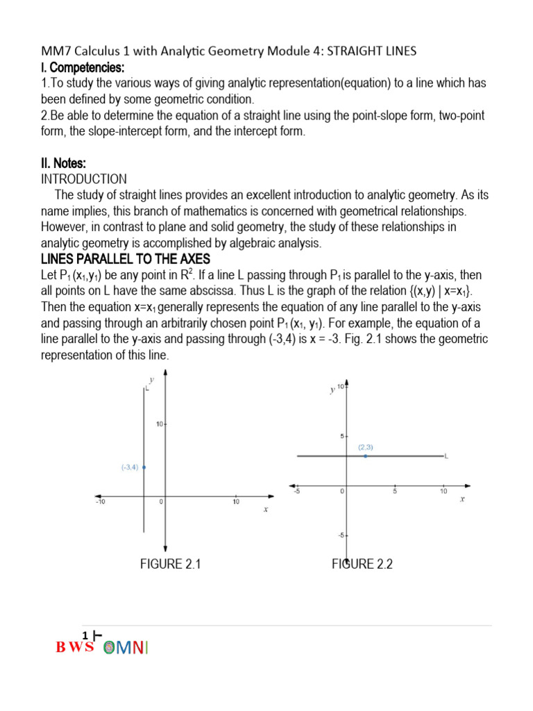 OMNI4 2ndsem2022 Calculus 1 With Analytic Geo MODULE 4 2 | PDF | Line ...