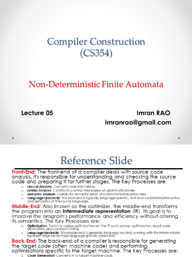 CC Lect 05 TransitionDiagram NFA | PDF