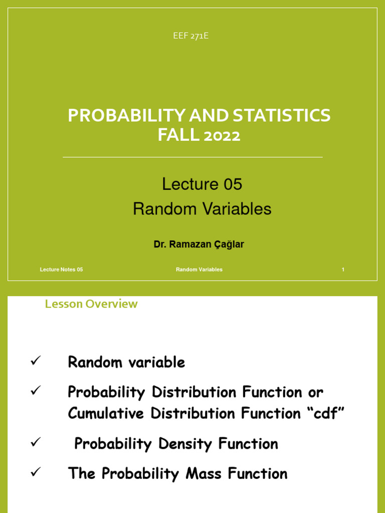 Lecture 05 - Random Variables | PDF | Random Variable | Probability Distribution