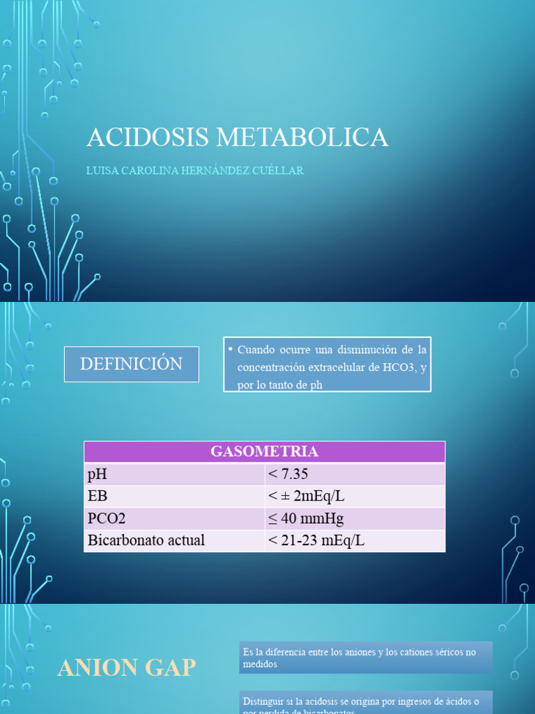 Acidosis Metabolica | PDF | Especialidades Medicas | Medicina CLINICA