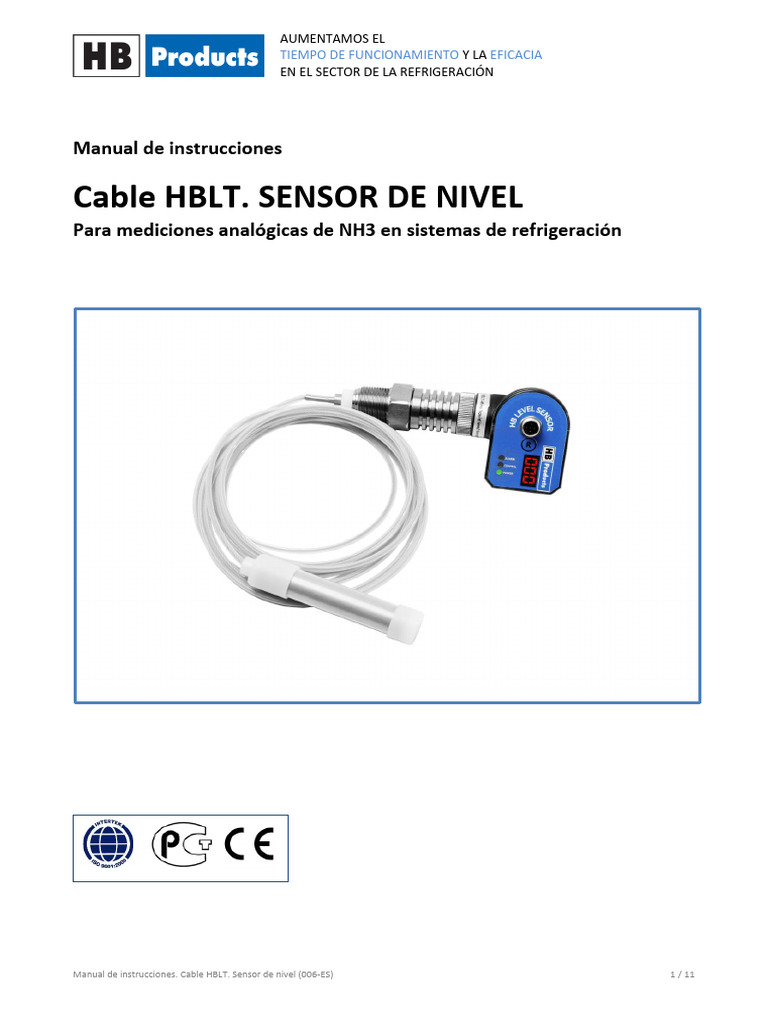 Manual HBLT: Sensor de Nivel NH3 | PDF | Sensor | Tornillo