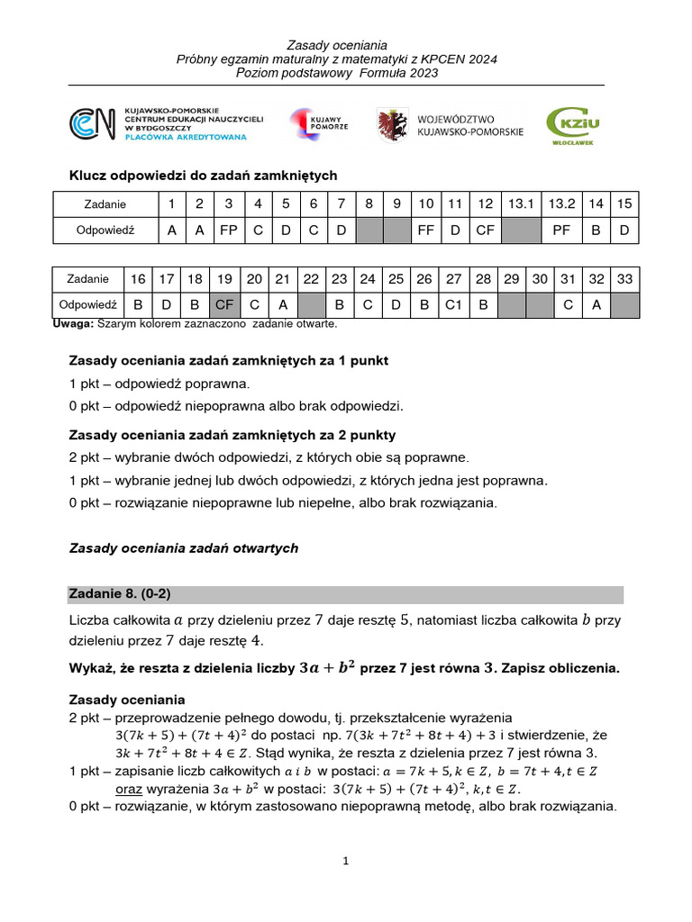 Schemat Oceniania PP 2024 | PDF