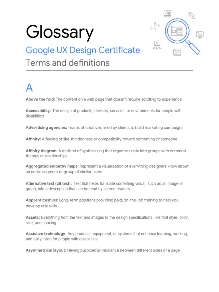 5VVqw X9TM Ws6K 4flJww - UXD Certificate Glossary | PDF | Page Layout | Design