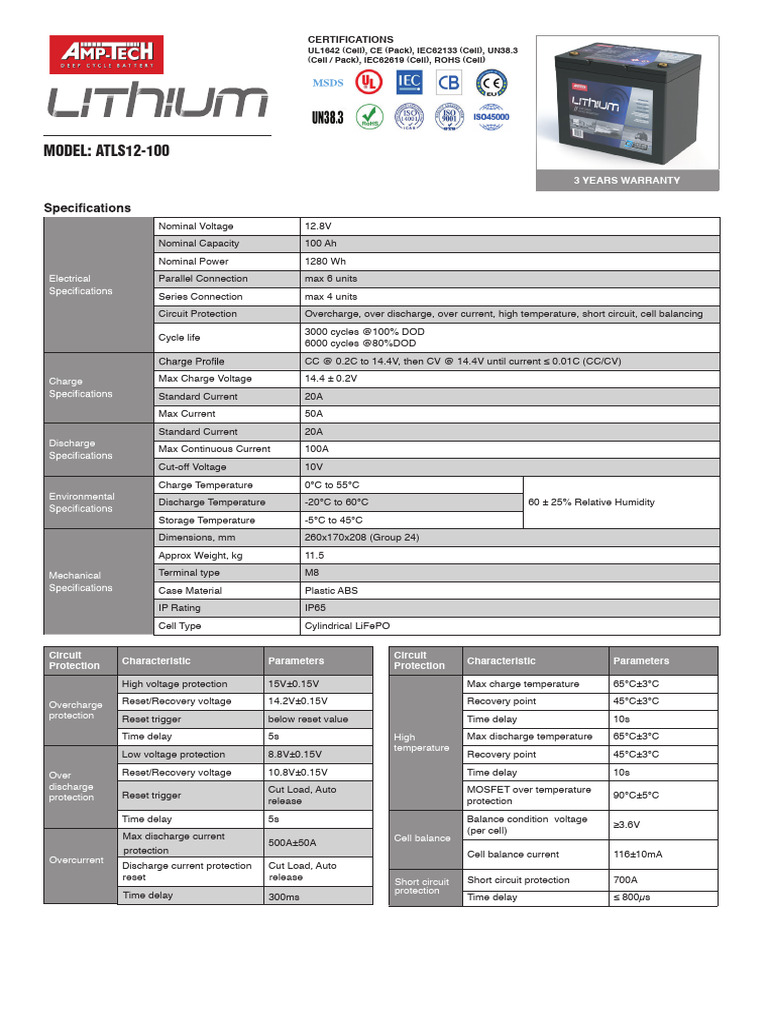 ATLS12 Spec Sheets | PDF | Voltage | Discharge (Hydrology)