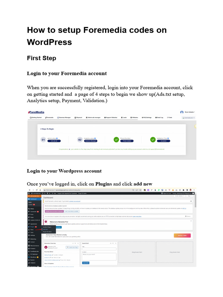 How To Setup Foremedia Codes On Wordpress | PDF | Word Press | Cyberspace