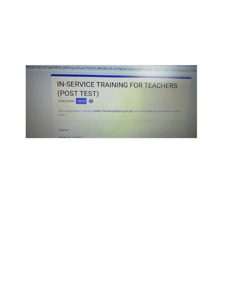 In-Service Training For Teachers (Post Test) | PDF
