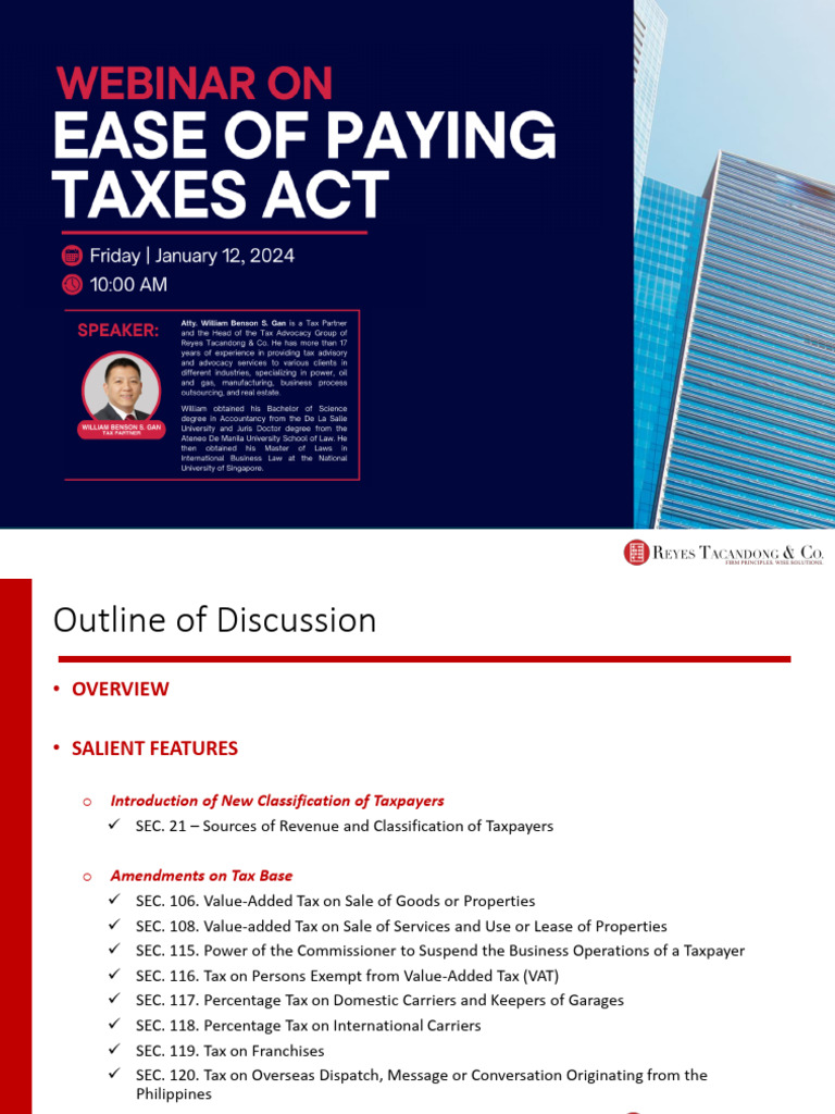 Ease of Paying Taxes Act Overview | PDF | Value Added Tax | Invoice