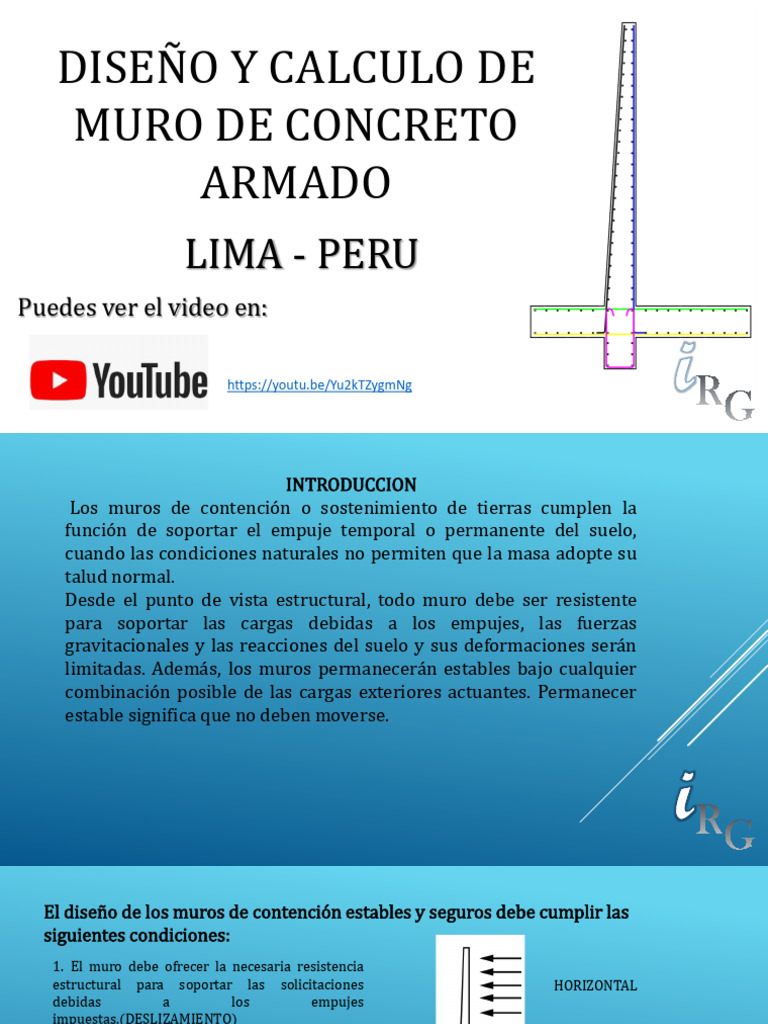 Muro Concreto Armado 7.50 M de Altura | Descargar gratis PDF | Hormigón | Materiales de construcción