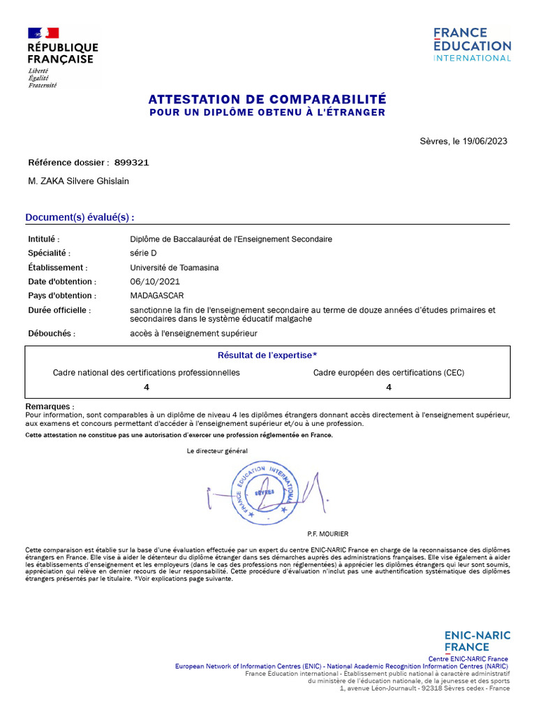 Attestation AC 899321 | PDF