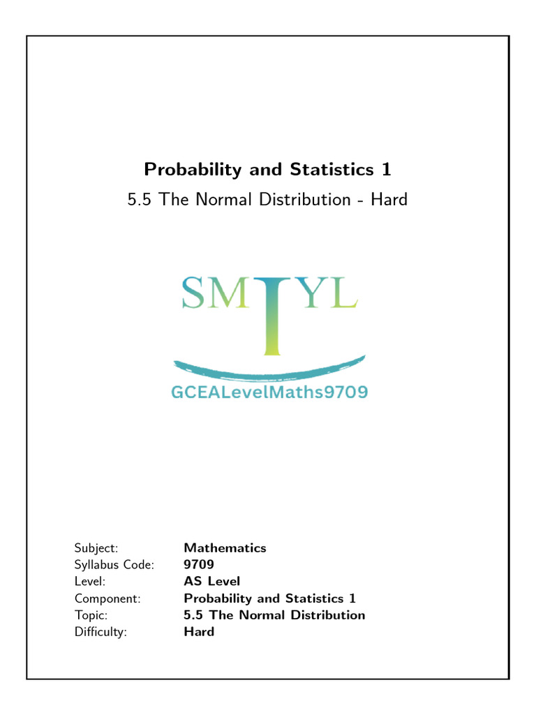 5 5 The Normal Distribution Hard | PDF | Normal Distribution | Standard ...