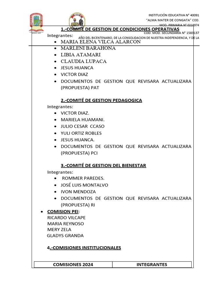 Comisiones 2024-Compartir | PDF