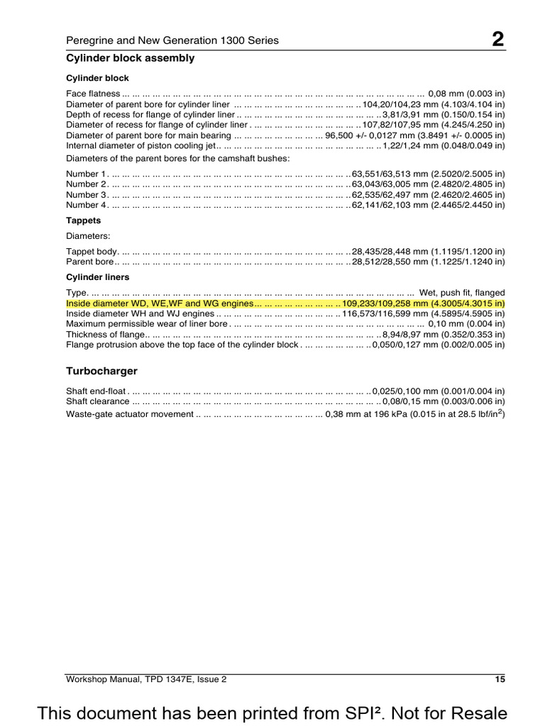 1300 WD-WJ Series Cylinder Linner | PDF