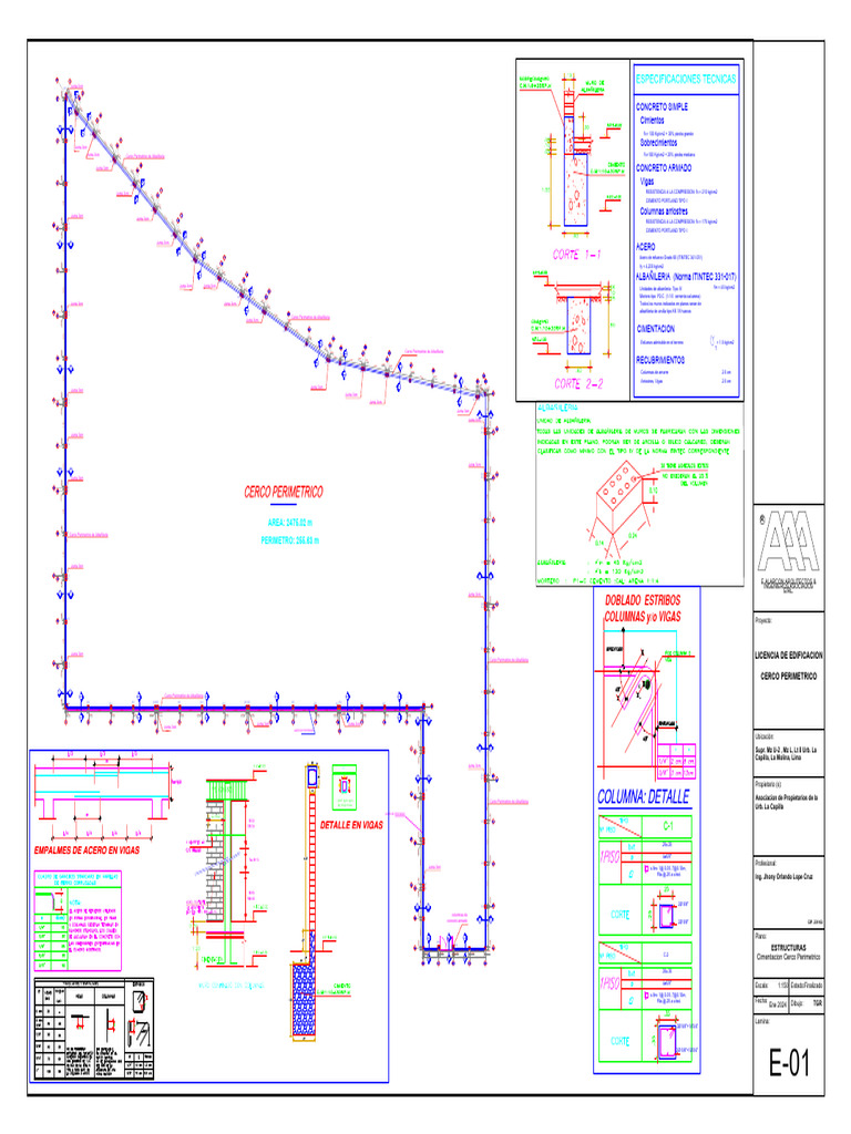 Cerco Perimetrico Df1.20 | PDF | Albañilería | Hormigón