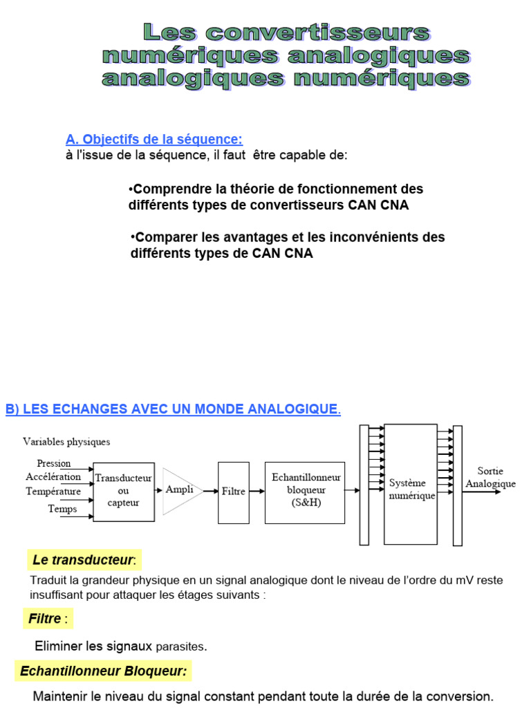 Fonctionnement des Convertisseurs CAN/CNA | PDF | Convertisseur ...
