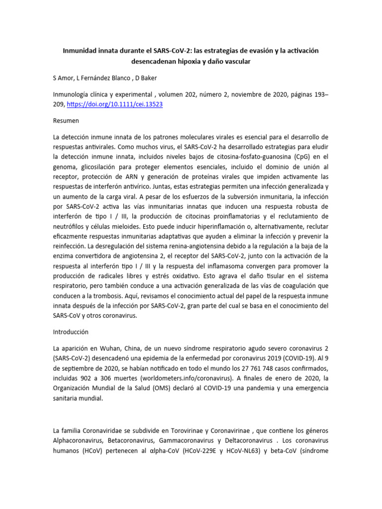 Inmunidad Innata Durante El SARS (Paper 2) | Descargar gratis PDF ...