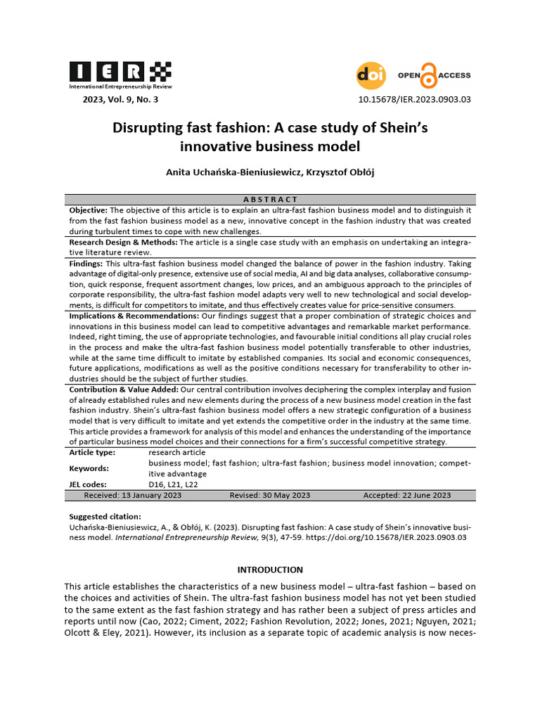 Disrupting Fast Fashion A Case Study of Sheins in | PDF | Business ...