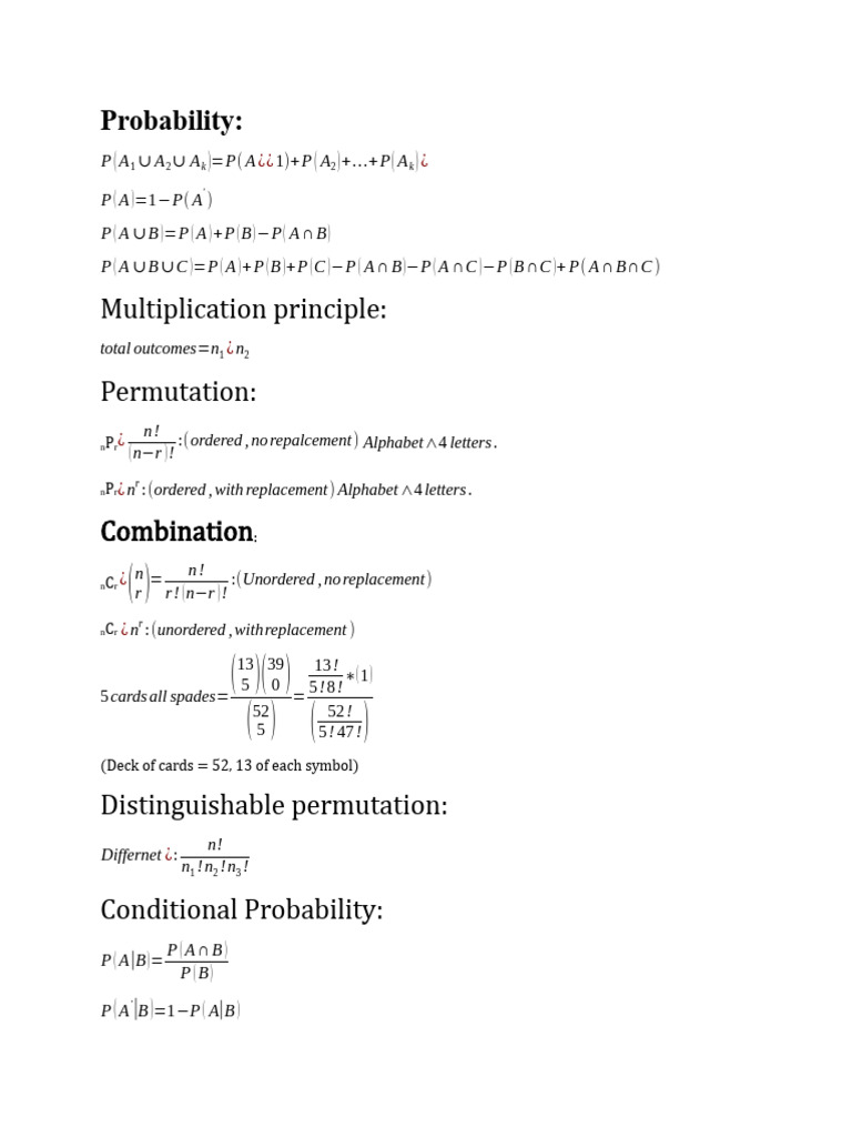 Probability Concepts and Formulas Guide | PDF