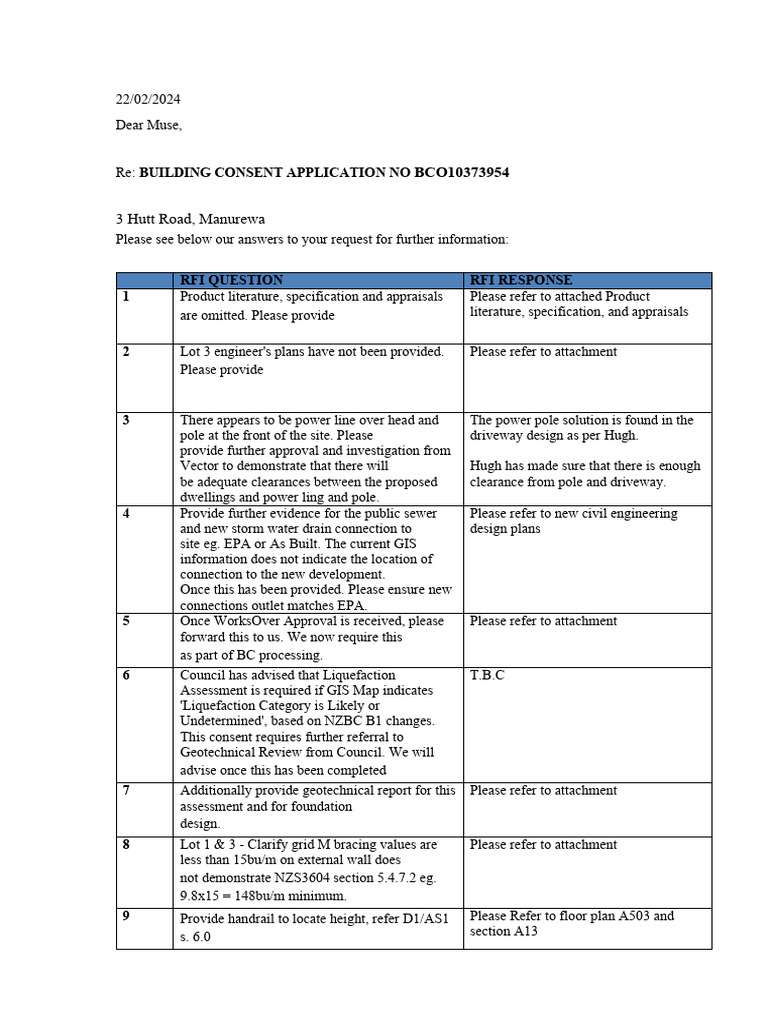 RFI Answer - Template | PDF | Building | Building Technology