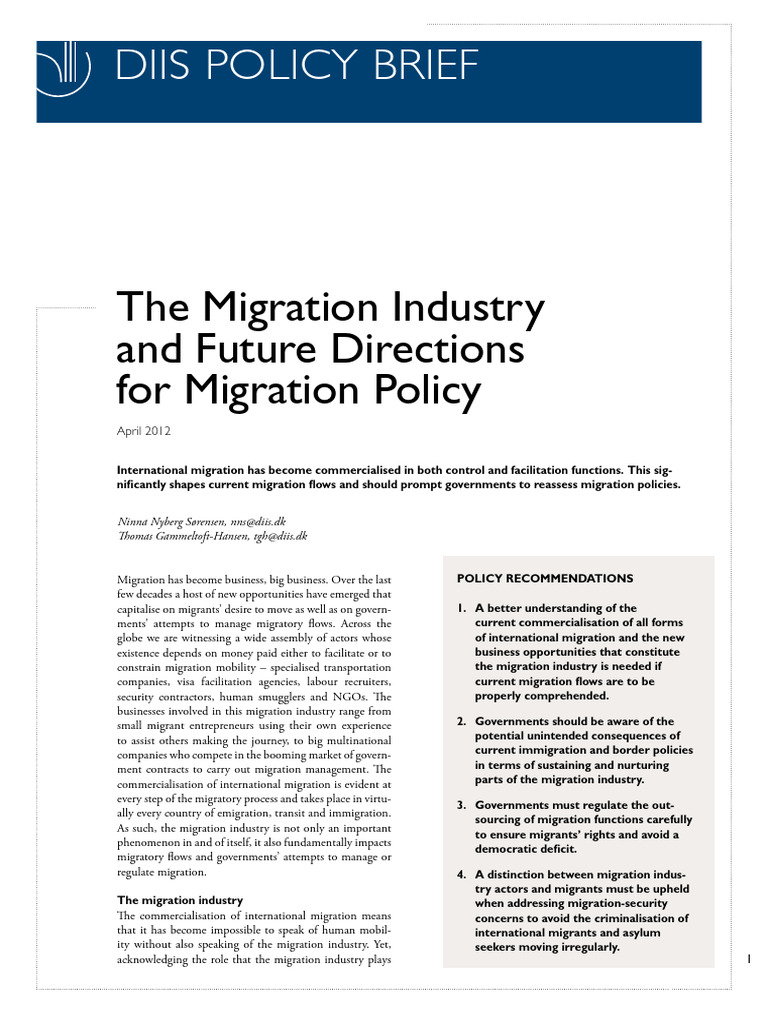 The Migration Industry and Future Directions For Migration Policy | PDF ...