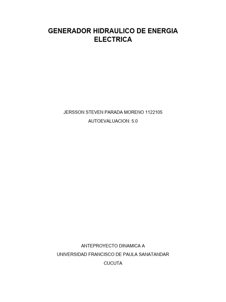 Generador Hidraulico de Energia Electrica | PDF | Madera | Naturaleza