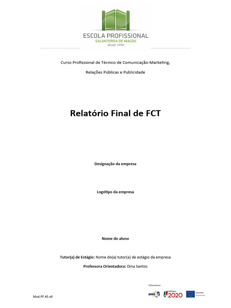 Mod - PF.45 - Minuta Relatório Final de FCT | PDF
