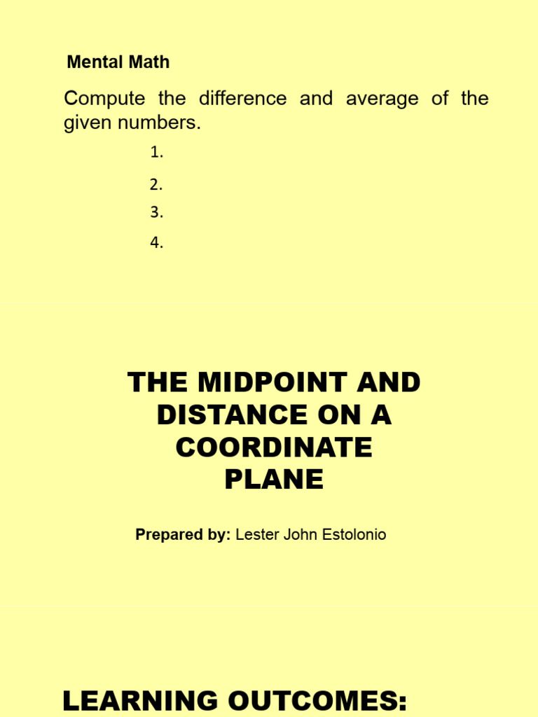 Distance & Midpoint | PDF | Cartesian Coordinate System | Mathematics