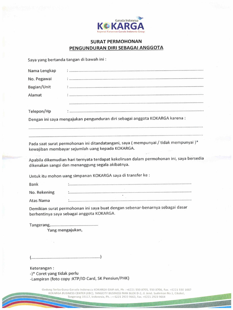 Form Anggota Keluar Pdf