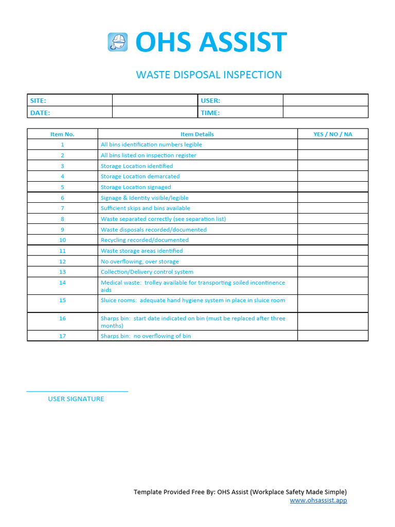 Waste Disposal Inspection Template | PDF