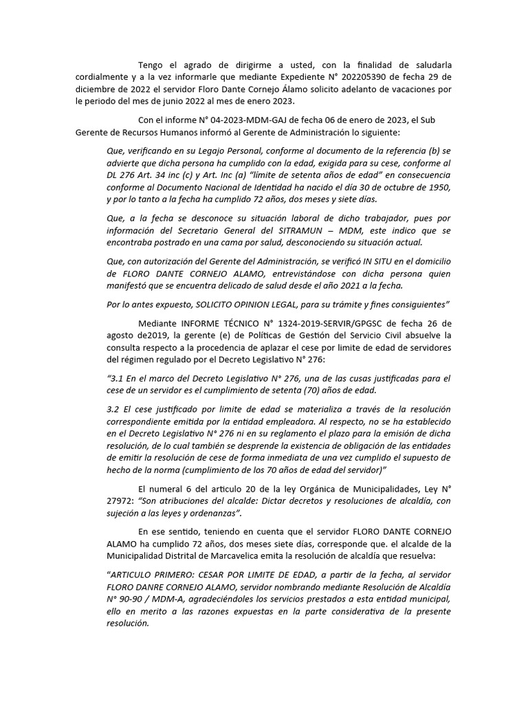 Modelo de Informe de Asesoria Juridica | PDF | Pensión | Salario mínimo Modelo de Informe de Asesoria Juridica | PDF | Pensión | Salario mínimo