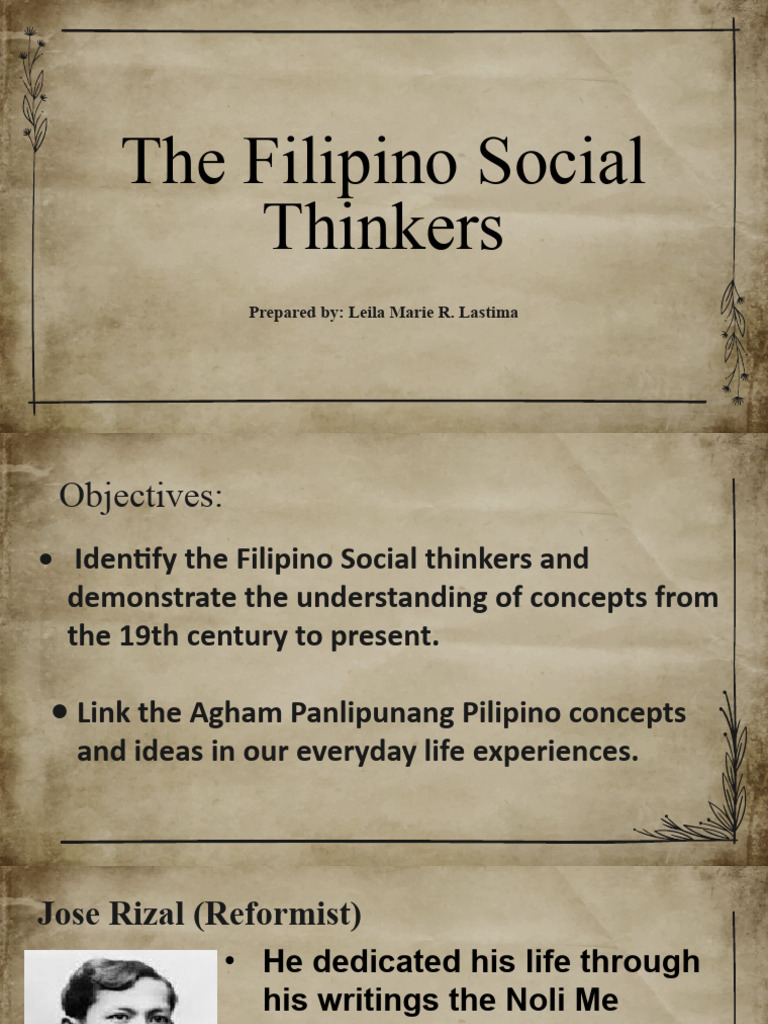 Filipino Social Thinkers | PDF | Tagalog Language | Liberal Arts Education