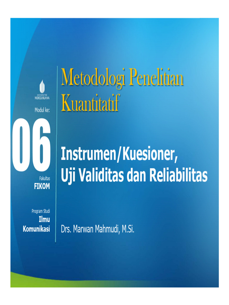 06MPKuanti - Penyusunan Instrumen, Uji Validitas Dan Reliabilitas | PDF ...