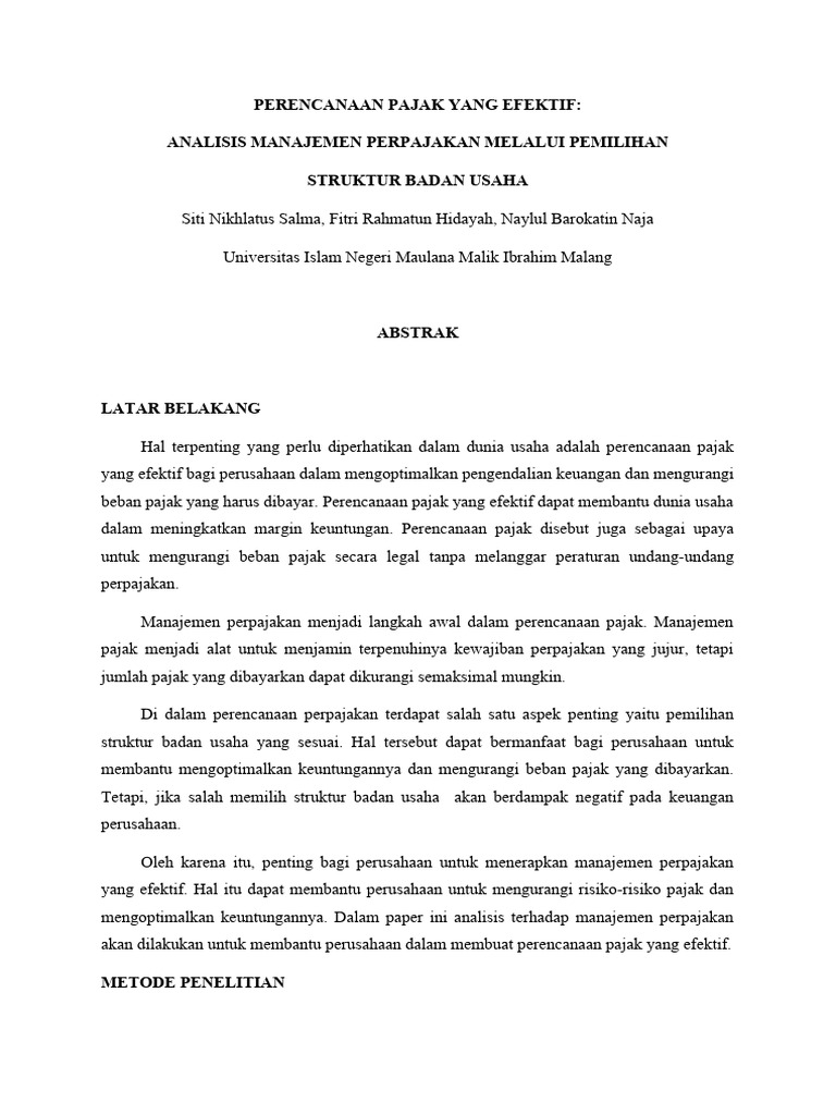 Paper Pajak Pak Fajar Perencanaan Pajak Yang Efektif | PDF