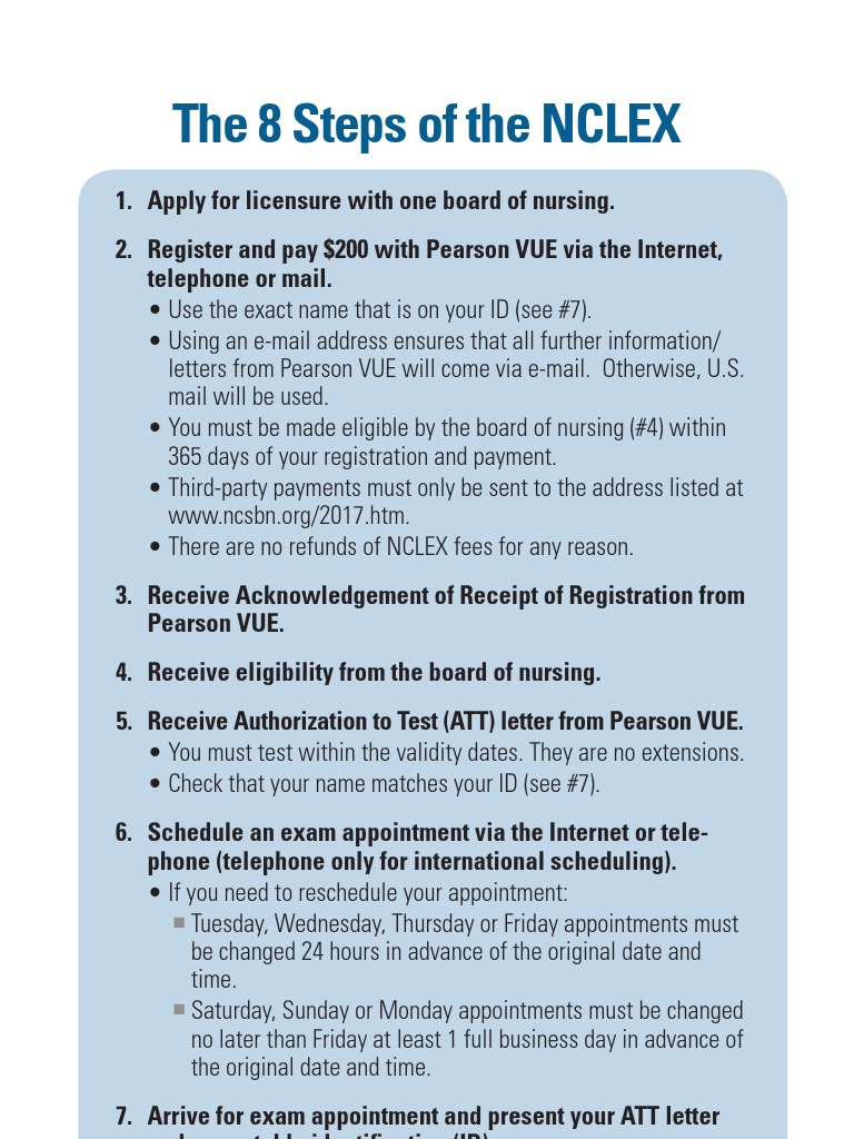 Eight Steps of NCLEX | PDF | National Council Licensure Examination ...