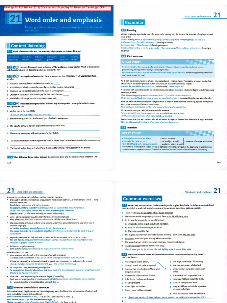 Word Order and Emphasis | PDF