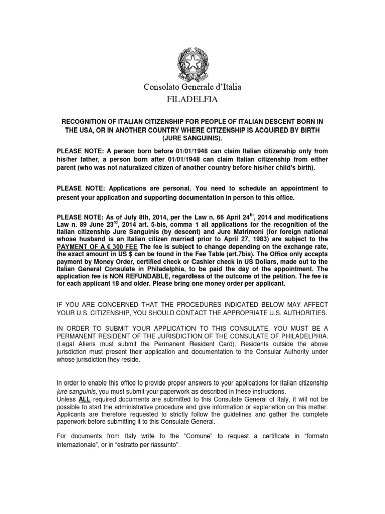 Italian Citizenship by Descent Guide | PDF | Naturalization | Birth ...