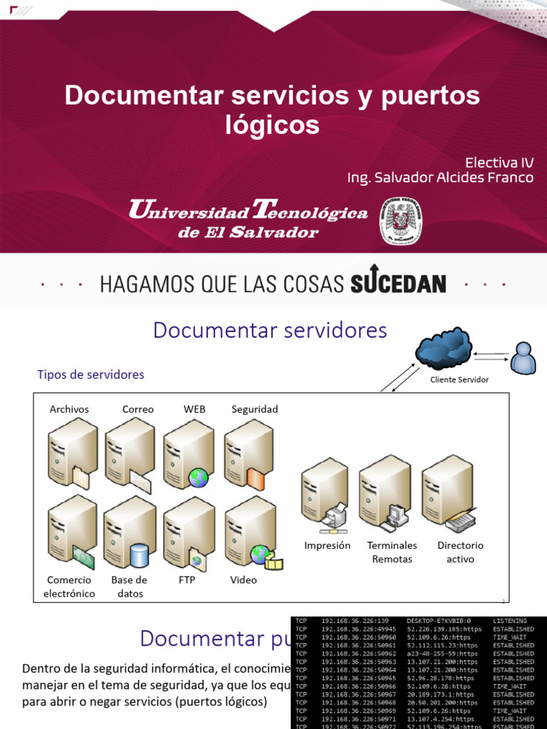 ETS4-T 02 Documentar Los Servicios y Puertos Lógicos Asociados | PDF | Protocolo de Control de ...