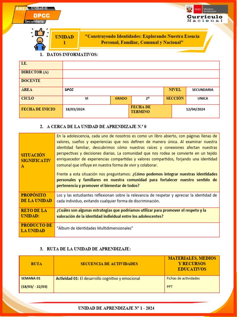 2º Unidad 1 Dpcc 2024 Pdf Aprendizaje Las Emociones 4974