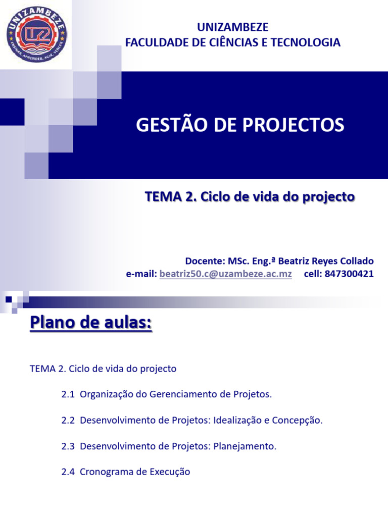 Aula 2 Ciclo de Vida Do Projecto | Download grátis PDF | Gestão de projetos | Gestão de recursos ...
