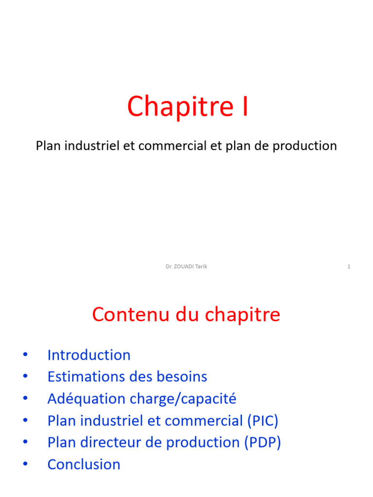 1 - Plan Industriel Et Commercial Et Plan de Production | PDF
