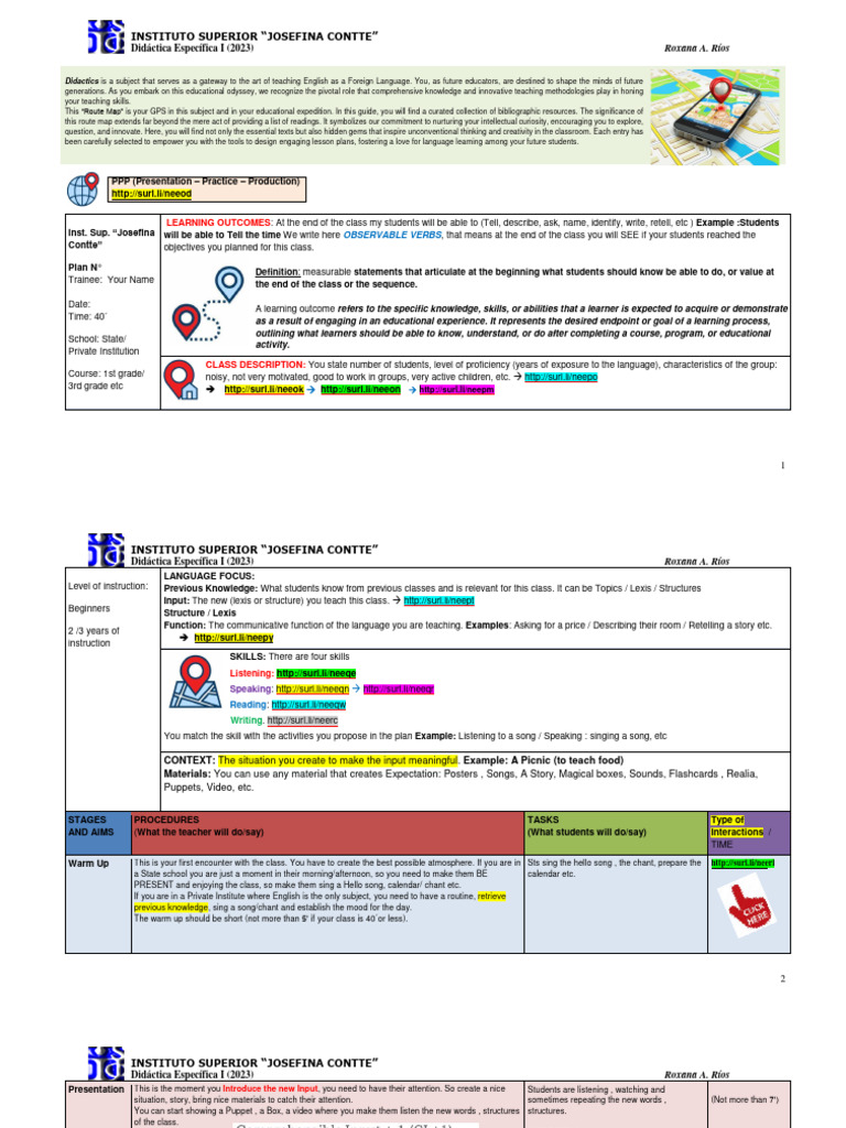 Didáctica Específica I - ROUTE MAP | PDF | Learning | Teachers