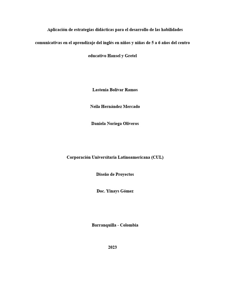 Borrador Proyecto | PDF | Aprendizaje | Enseñando