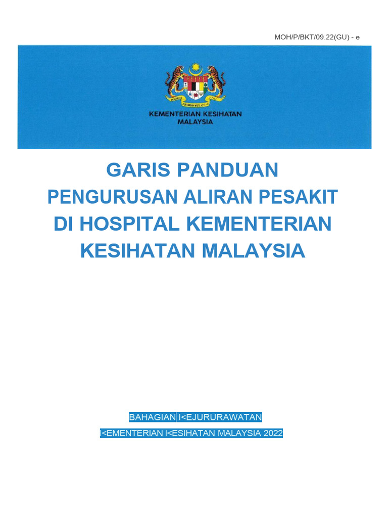 Garis Panduan Pengurusan Aliran Pesakit Di Hospital Kementerian ... Garis Panduan Pengurusan Aliran Pesakit Di Hospital Kementerian ...