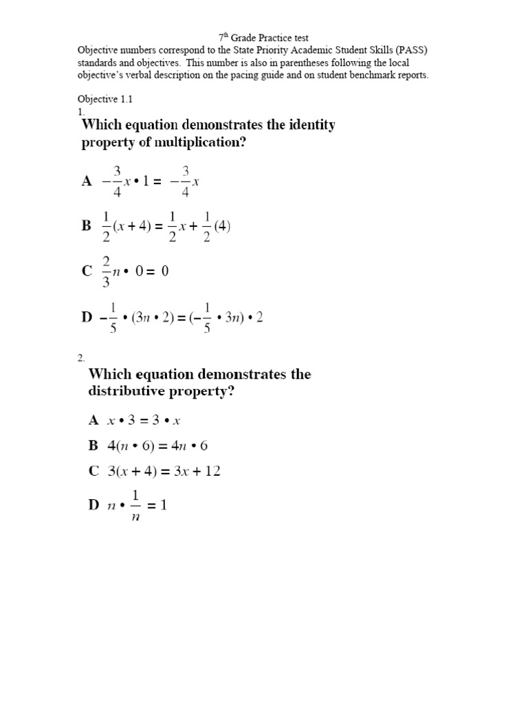 7th Grade Math Practice Test PDF | PDF | Technology & Engineering