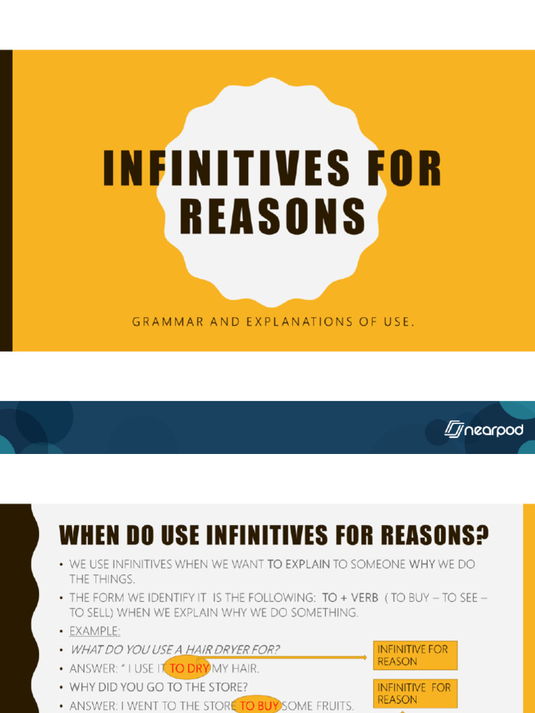 Infinitives For Reasons | PDF