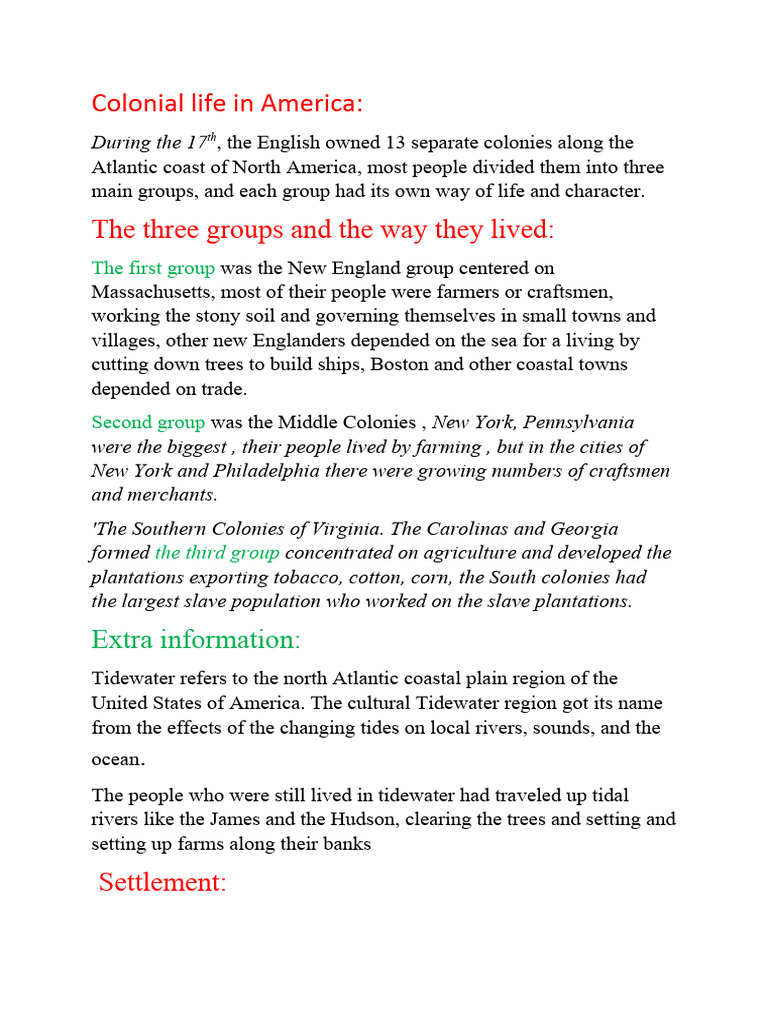 Colonial Life in America | PDF | Plantation | Agriculture